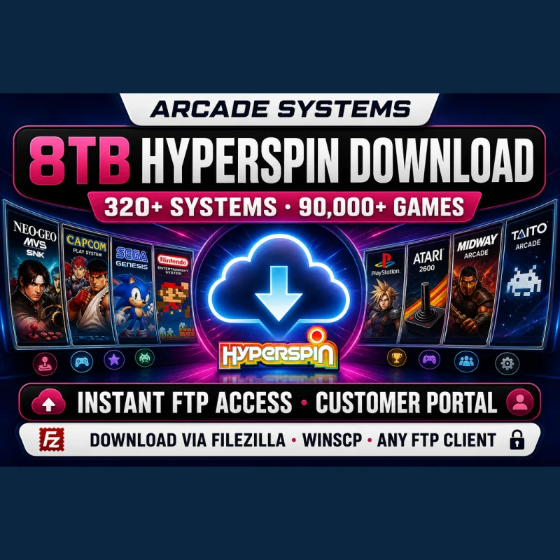 8TB Hyperspin Download — 320+ Systems · 78,000+ Games