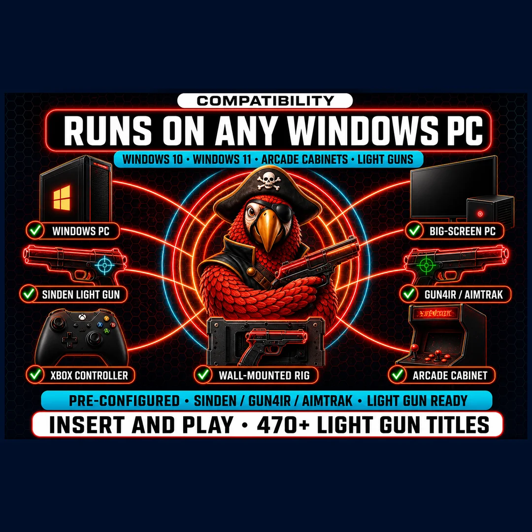 1TB TeknoParrot Light Gun + RetroBat Hard Drive — 470+ Titles